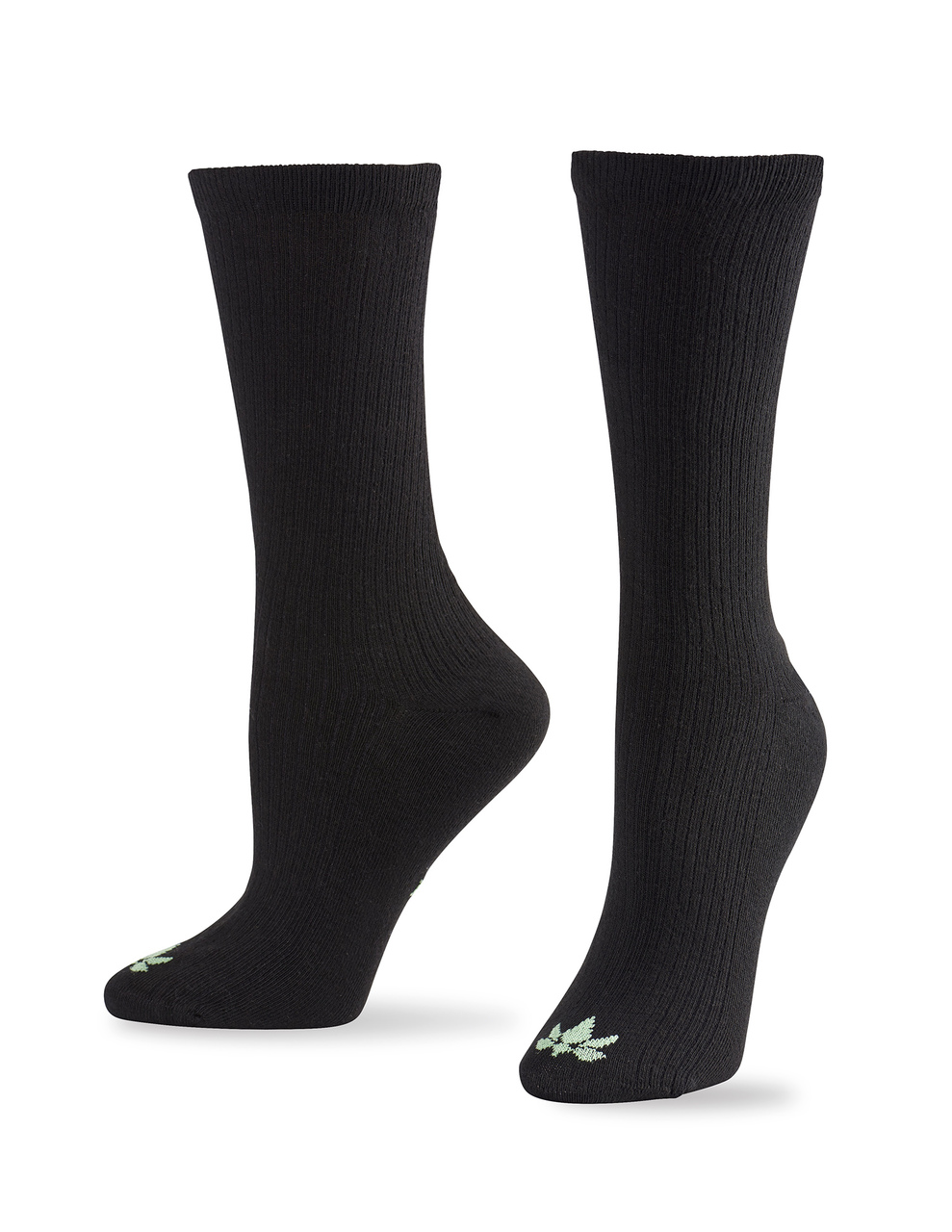 HUE Theracom Women's Ribbed Night Crew Socks OS Mid Calf Comfort Black ...