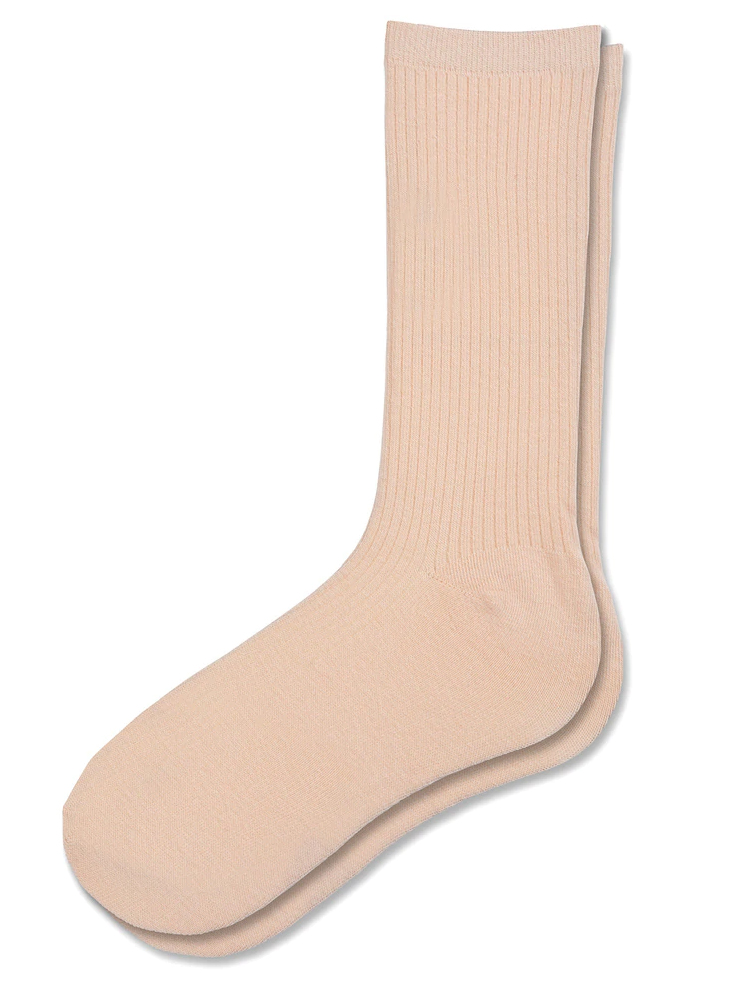 HUE Theracom Women's Ribbed Night Crew Socks OS Mid Calf Comfort Black ...